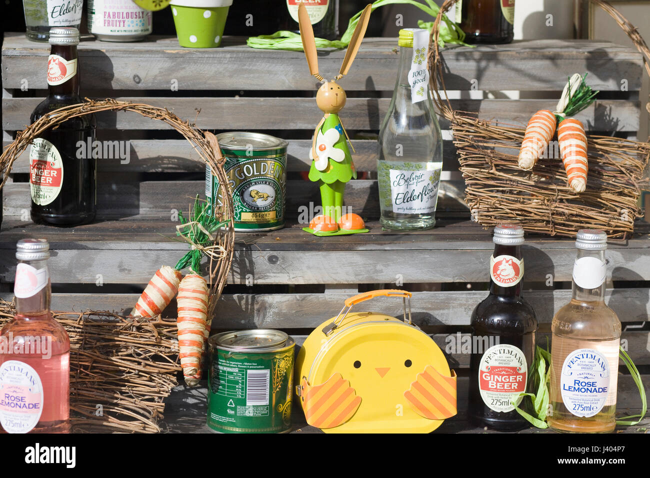 Springtime food and drinks display Stock Photo - Alamy
