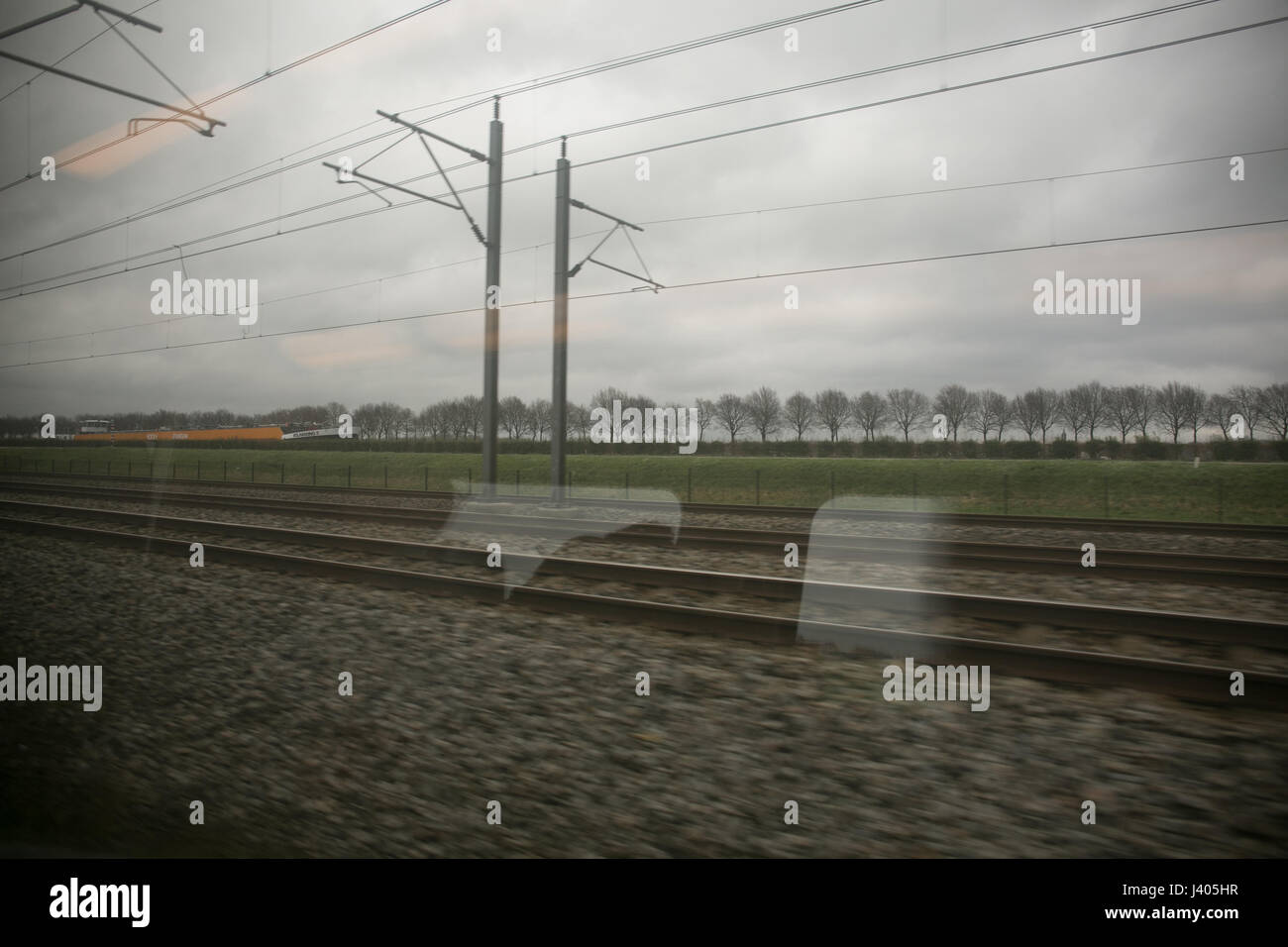 capture inside a wagon of dutch landscape Stock Photo - Alamy