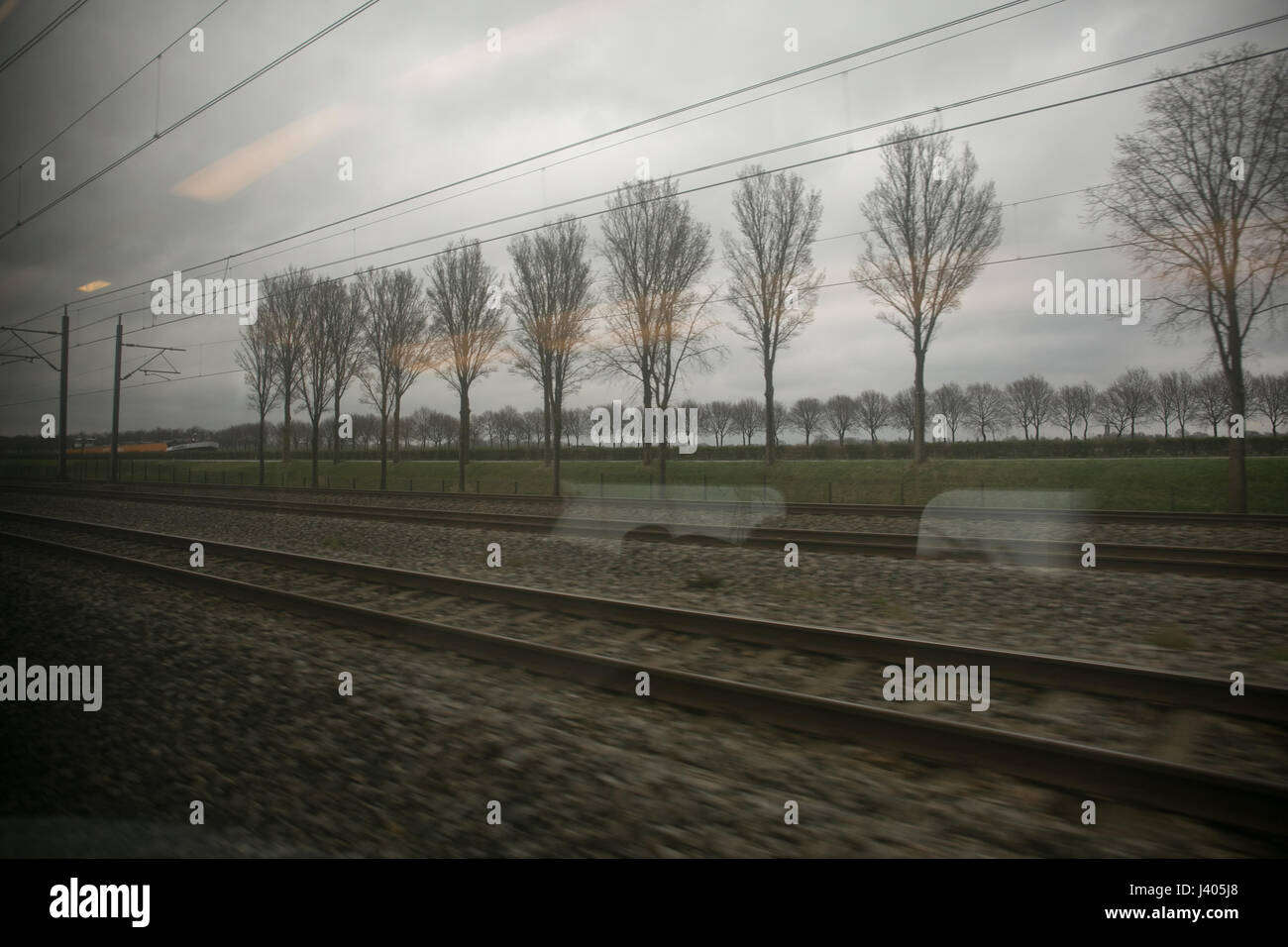 capture inside a wagon of dutch landscape Stock Photo - Alamy