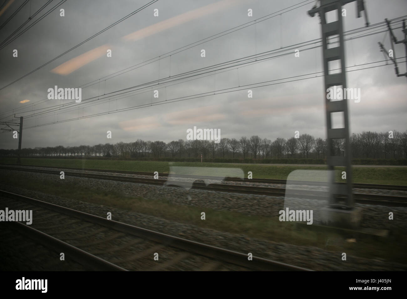 capture inside a wagon of dutch landscape Stock Photo - Alamy