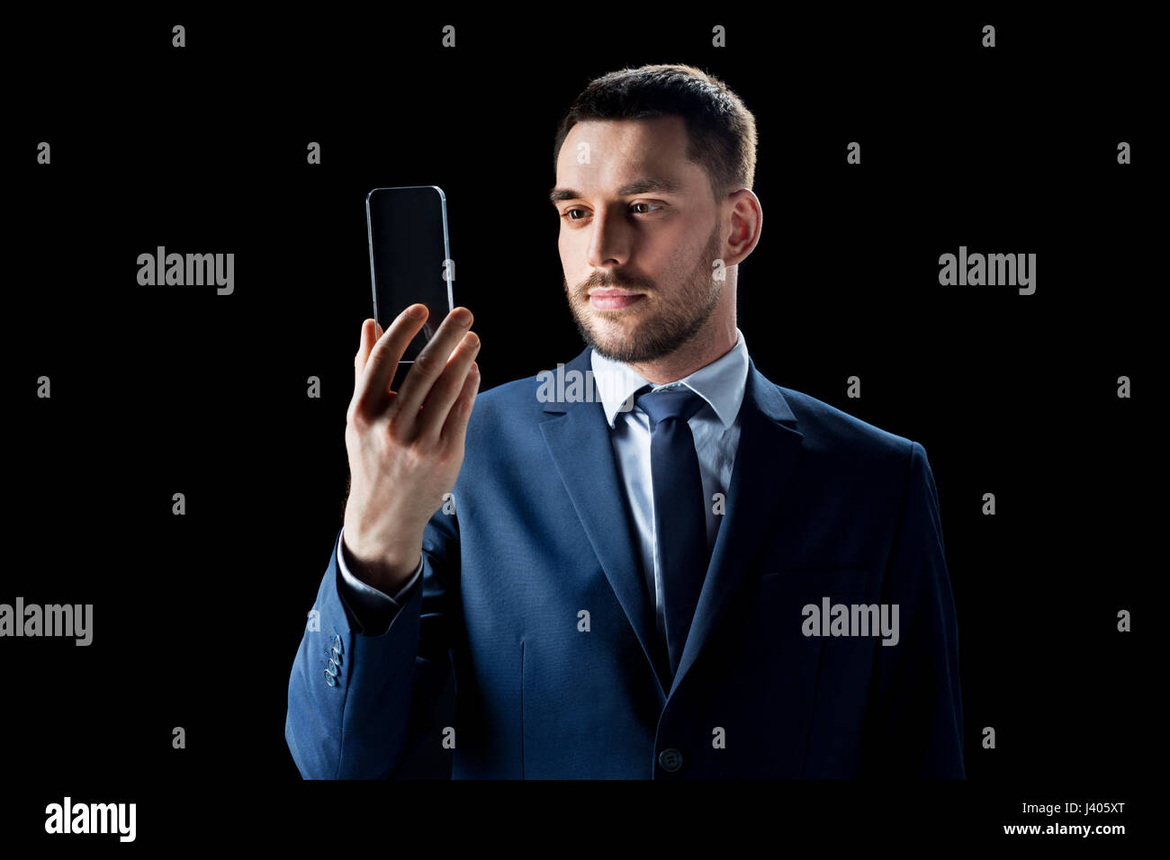 businessman with transparent smartphone Stock Photo - Alamy