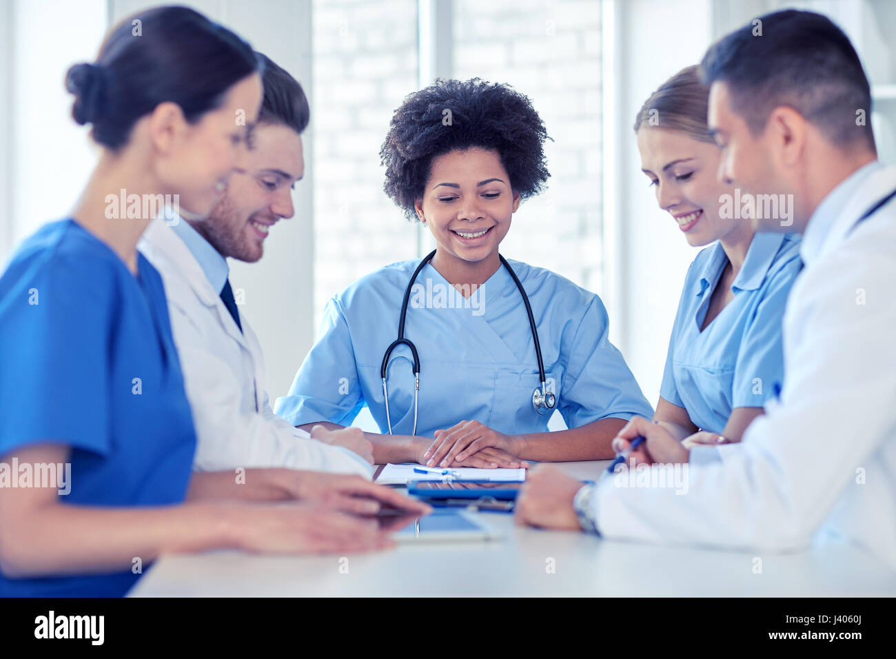 group of happy doctors meeting at hospital office Stock Photo - Alamy