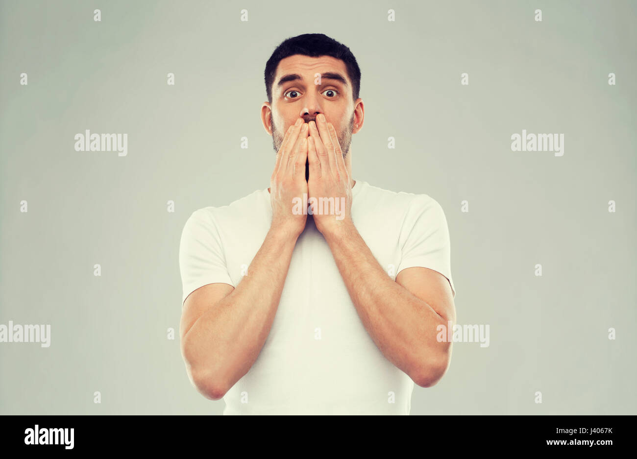 Scared male face hi-res stock photography and images - Alamy