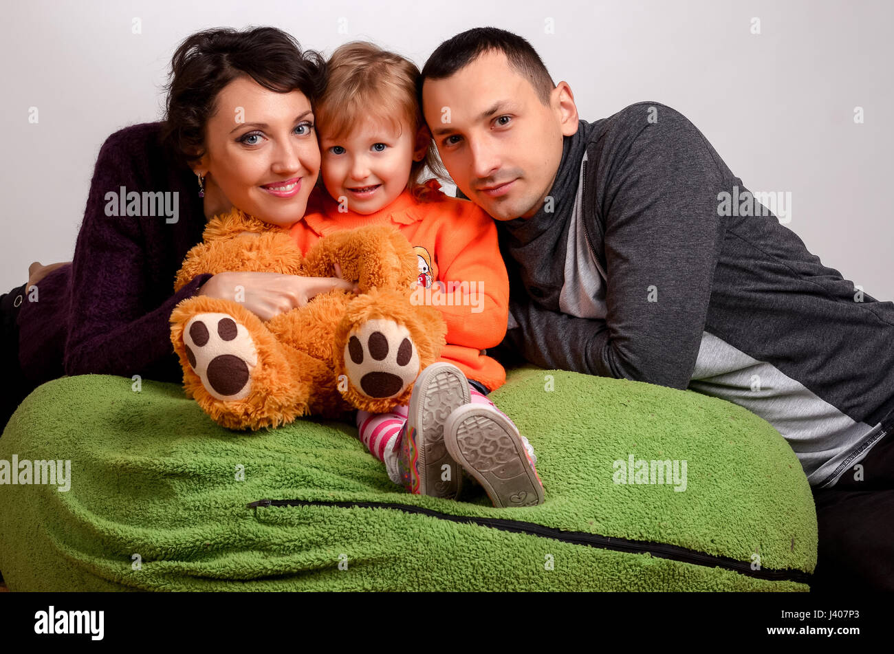 smiling family portrait close up, on a white background, Studio Stock ...