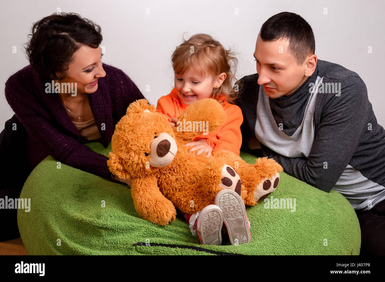 smiling family portrait close up, on a white background, Studio Stock ...