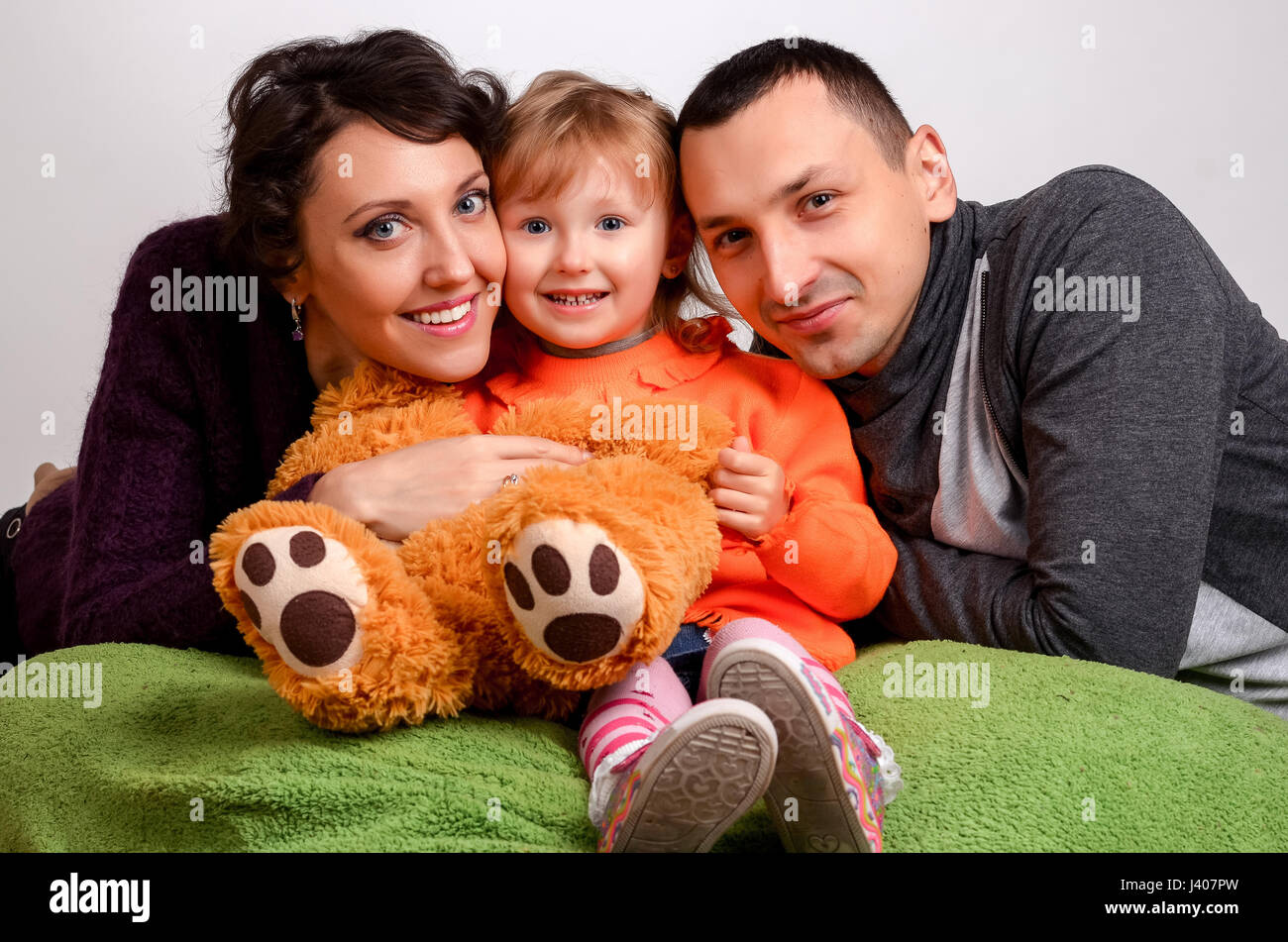 smiling family portrait close up, on a white background, Studio Stock ...