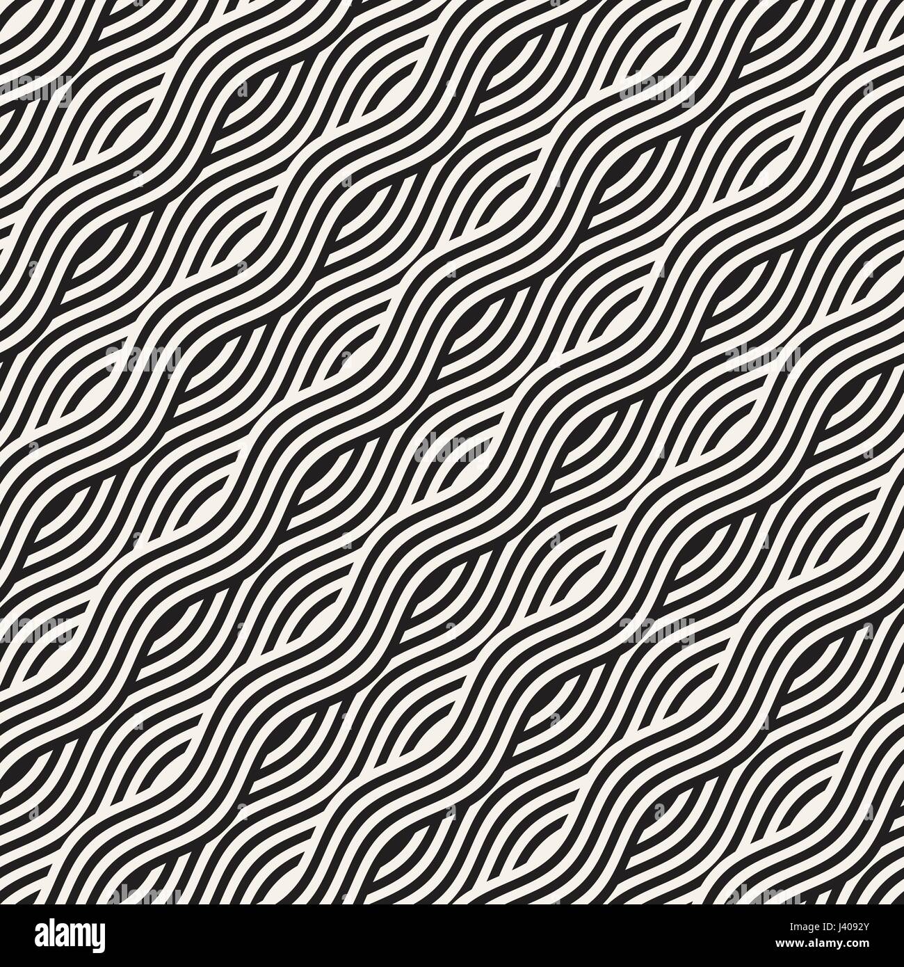 Abstract geometric pattern with wavy lines. Interlacing rounded stripes ...