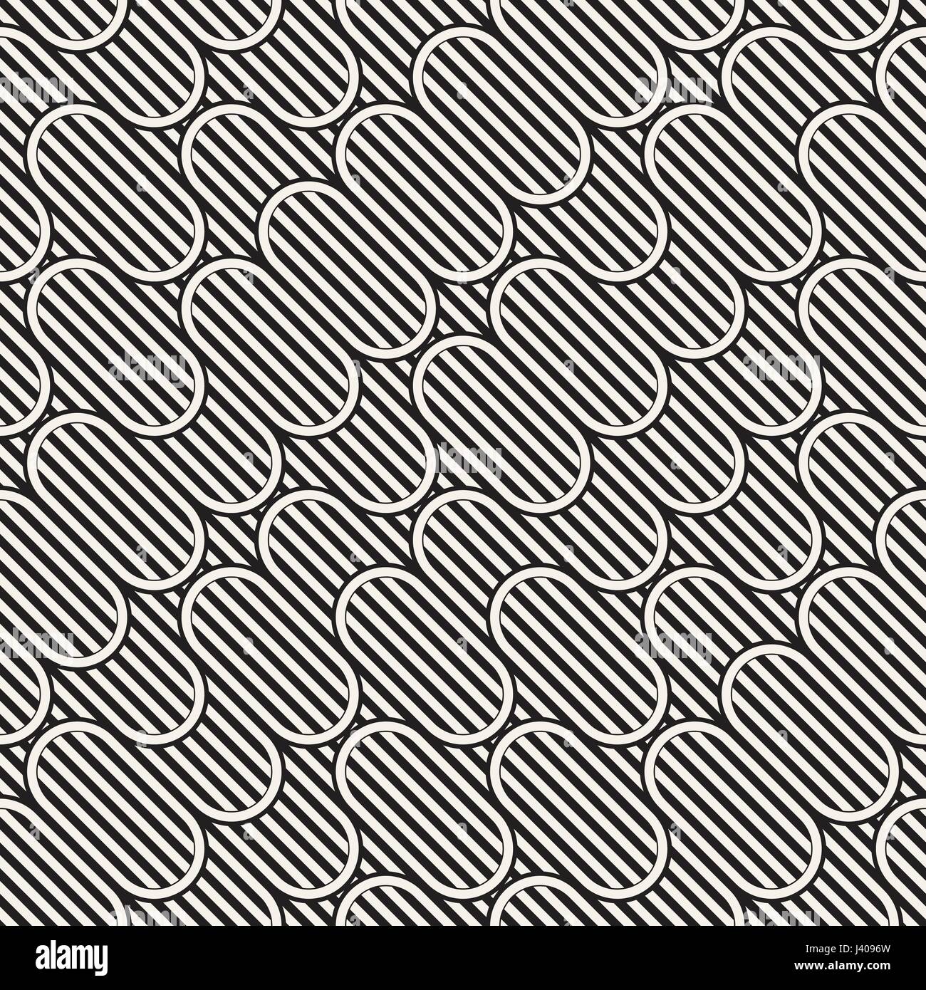 Seamless monochrome waving pattern. Abstract retro stripy background ...