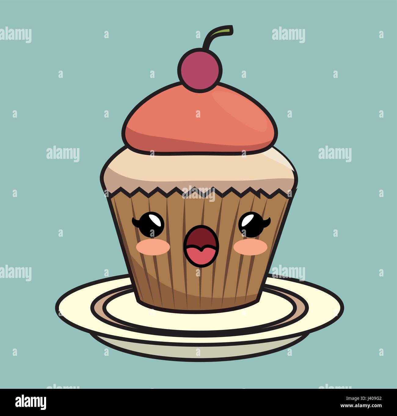 Kawaii cupcake Stock Vector Images - Alamy