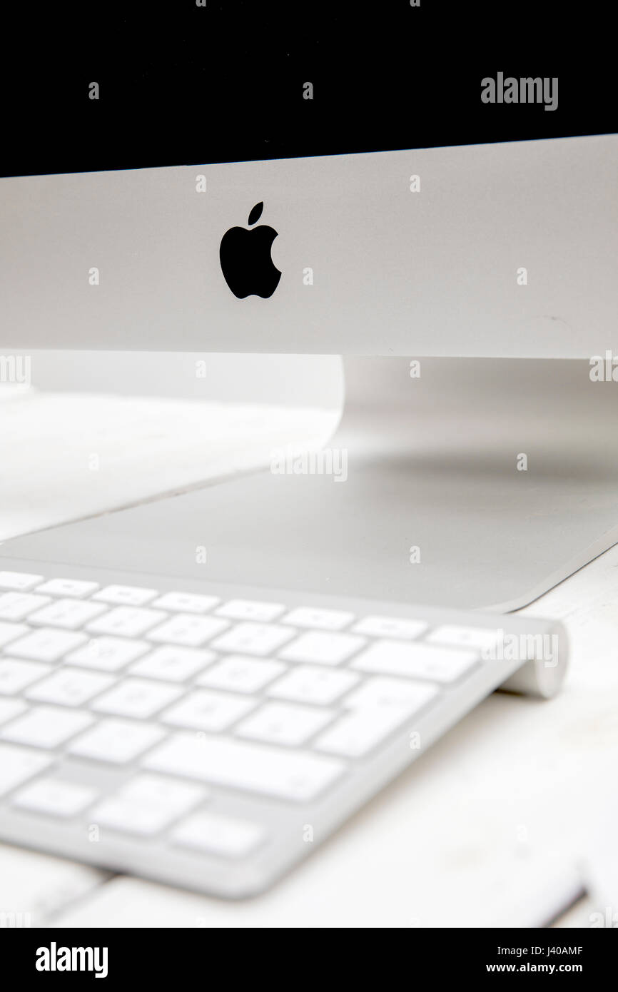 Detail of the iMac computer. It is Macintosh desktop computers designed ...