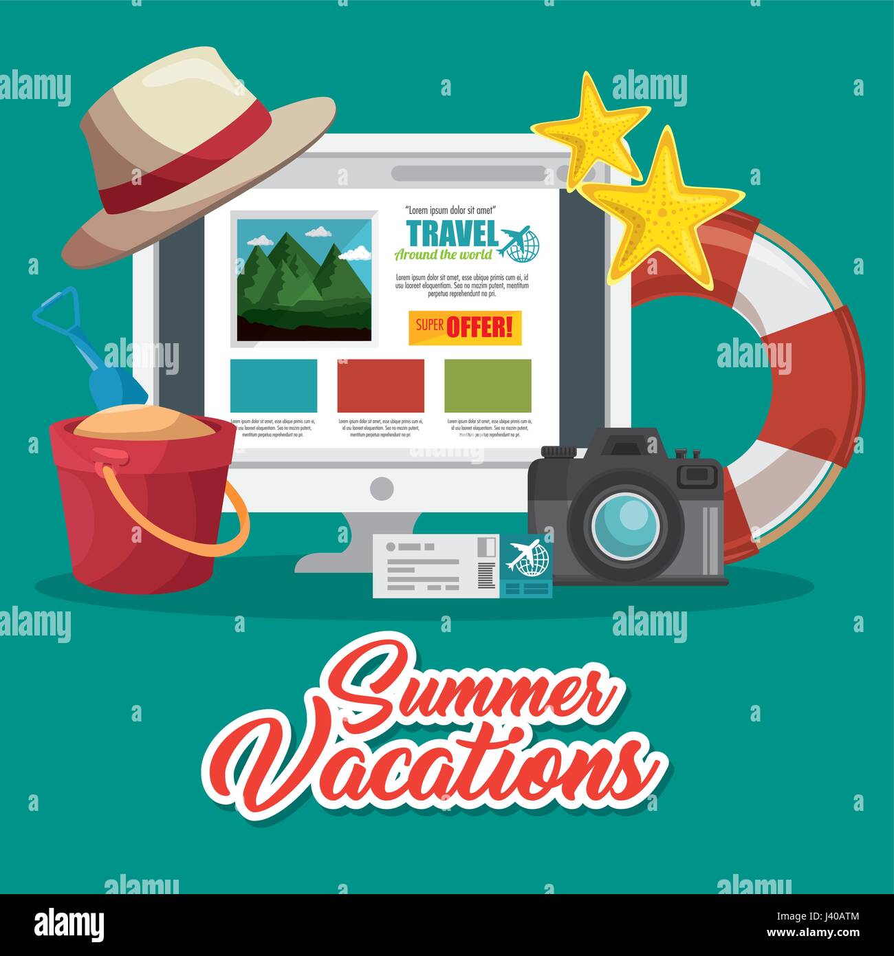 Planning holiday computer Stock Vector Images - Alamy