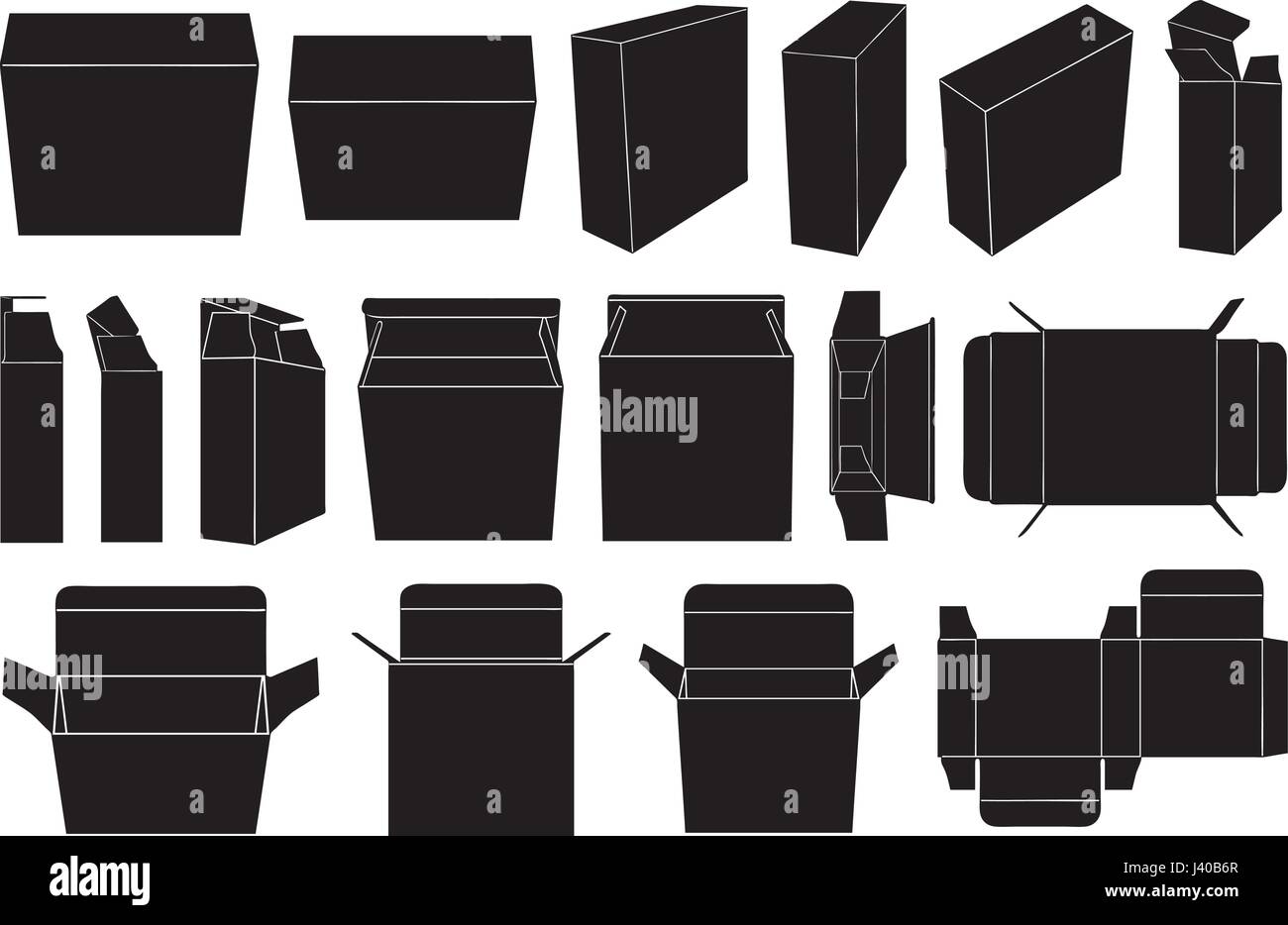 Illustration different shape cardboard boxes hi-res stock photography ...