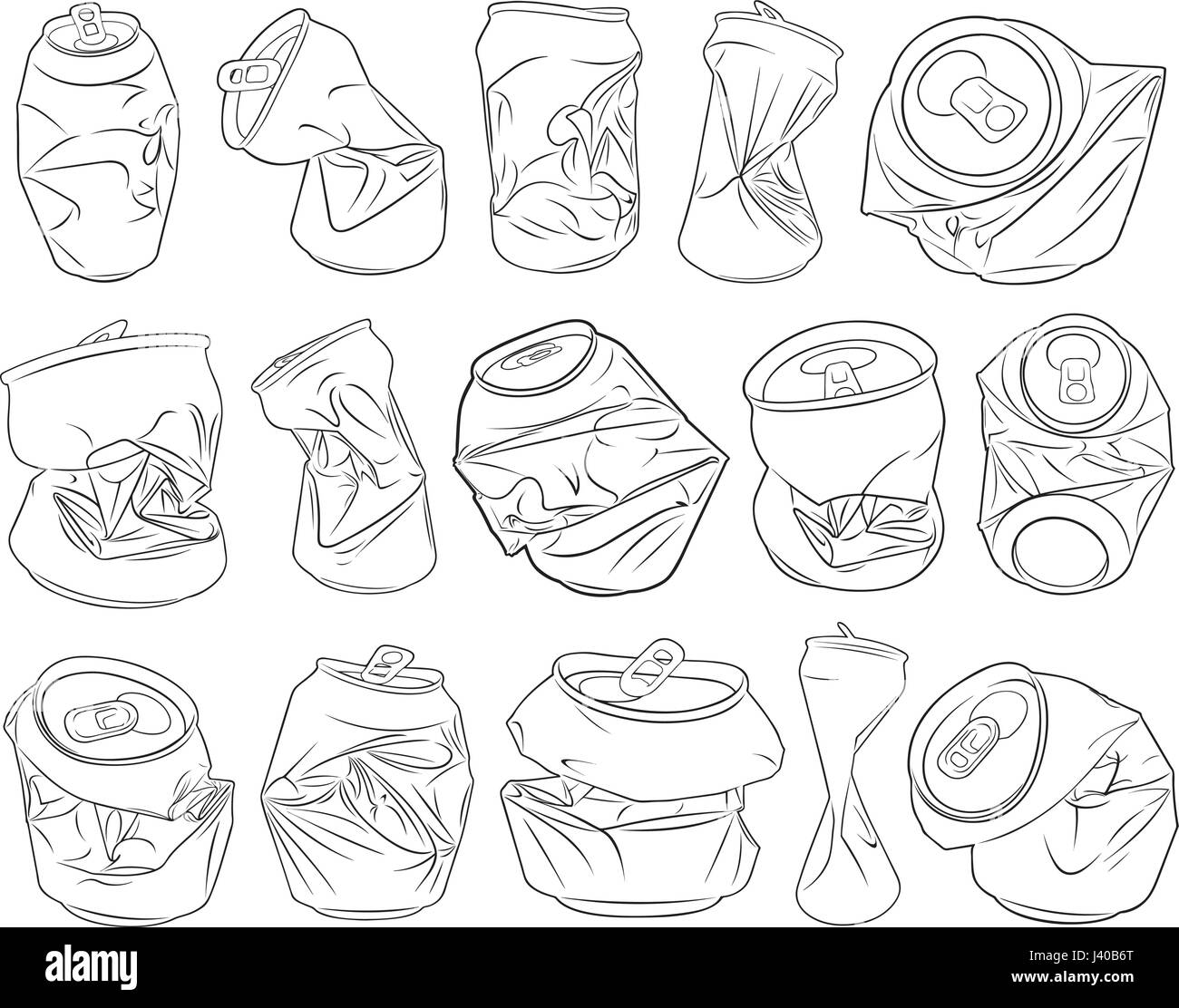 Set of different crushed cans isolated on white Stock Vector Image ...