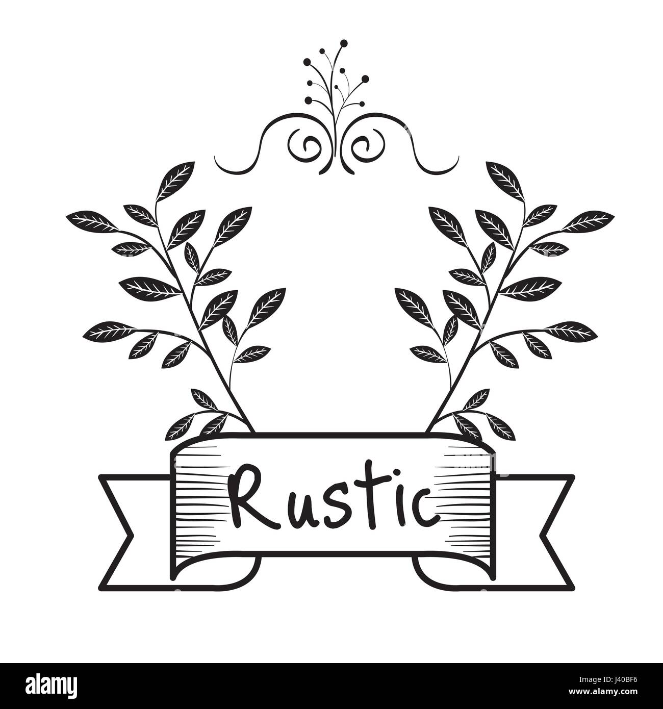 Rustic sign with leaves Stock Vector Image & Art - Alamy