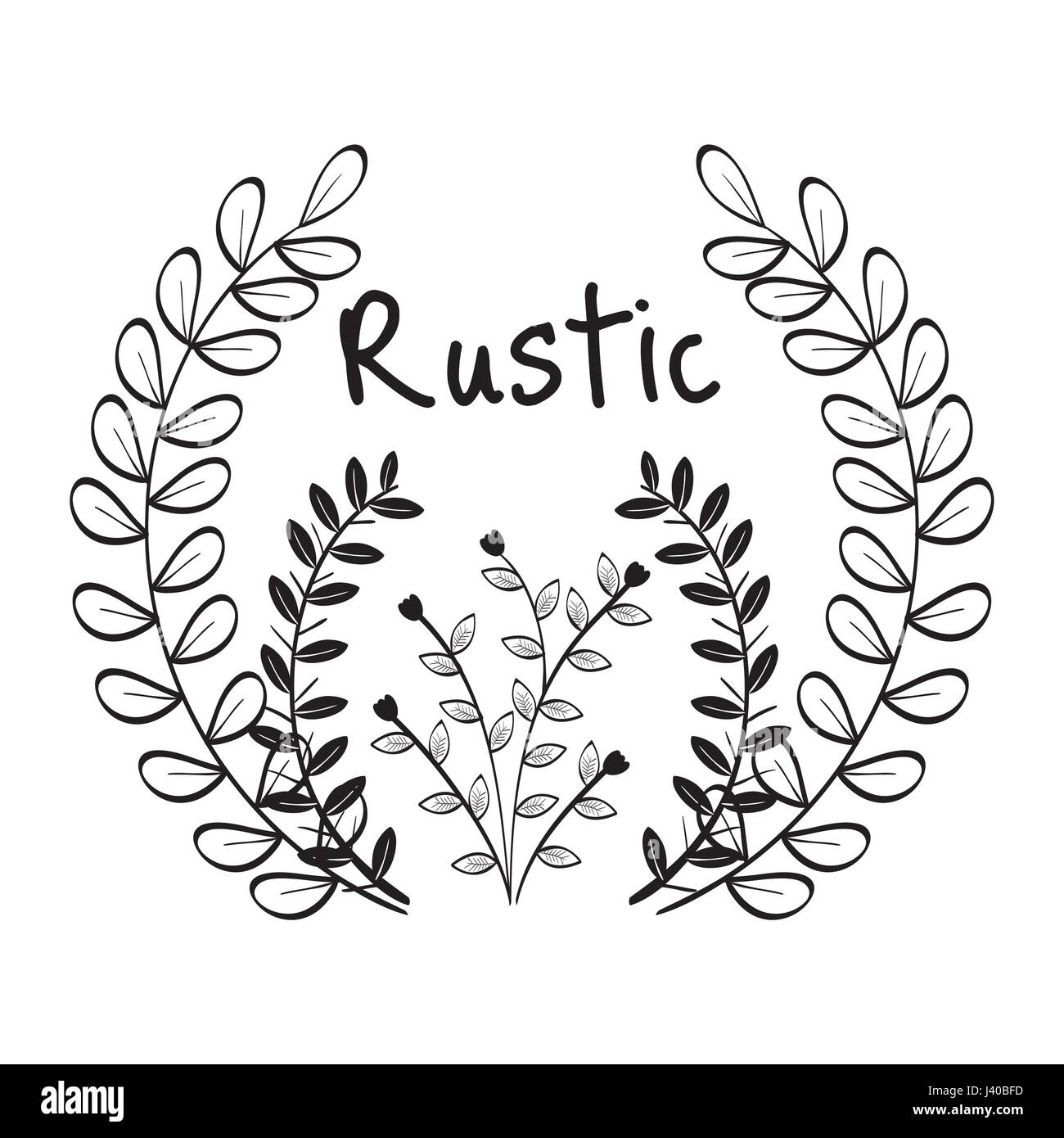 Rustic sign with leaves Stock Vector Image & Art - Alamy