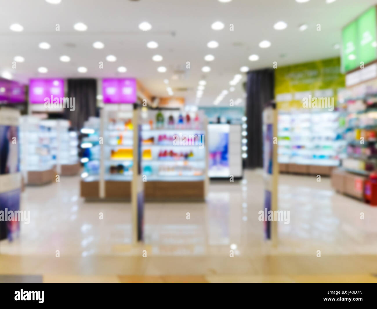 Blurred beauty store entrance area Stock Photo - Alamy
