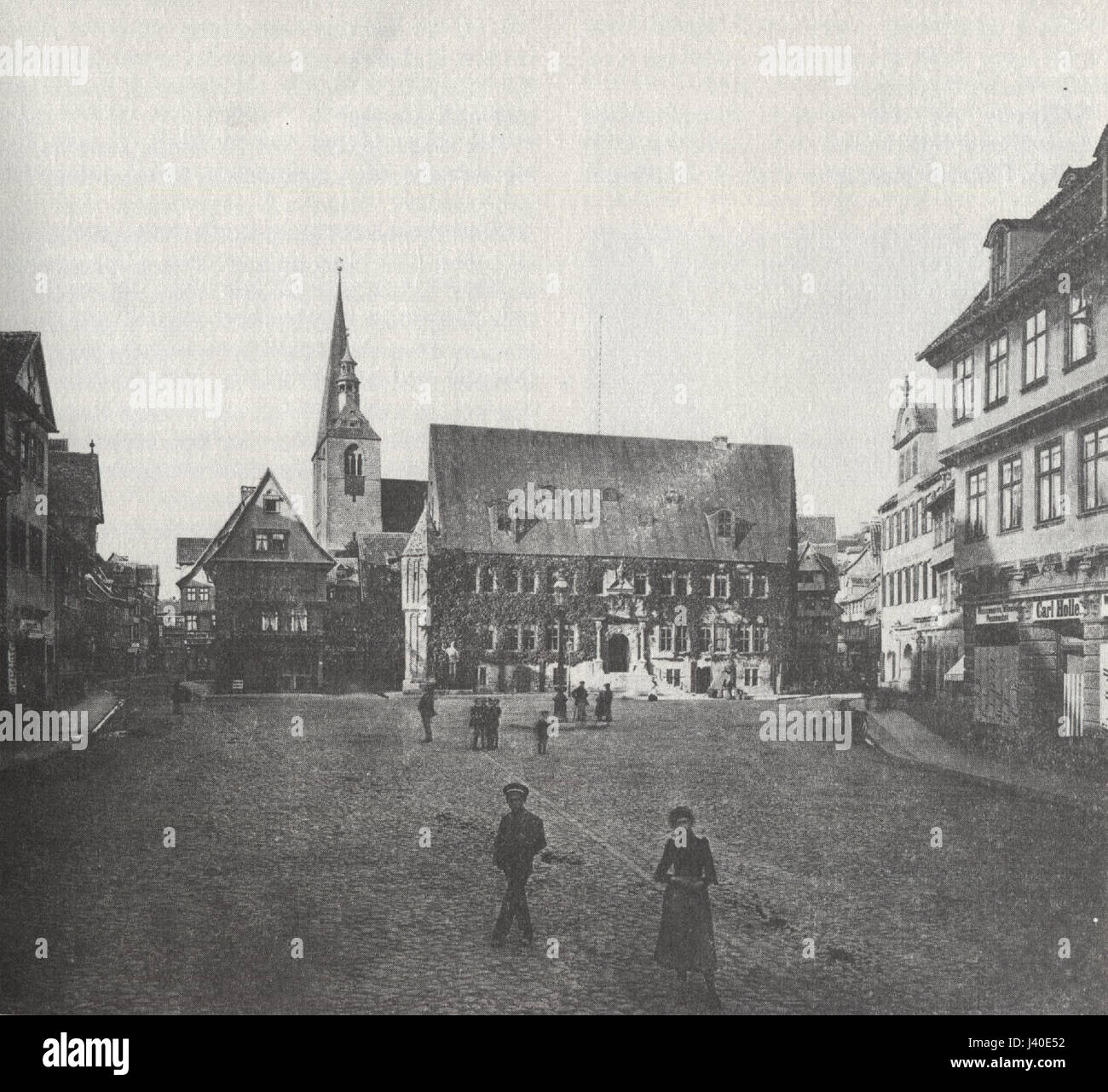 The Marktplatz in Quedlinburg, captured in 1893, offers a historical ...