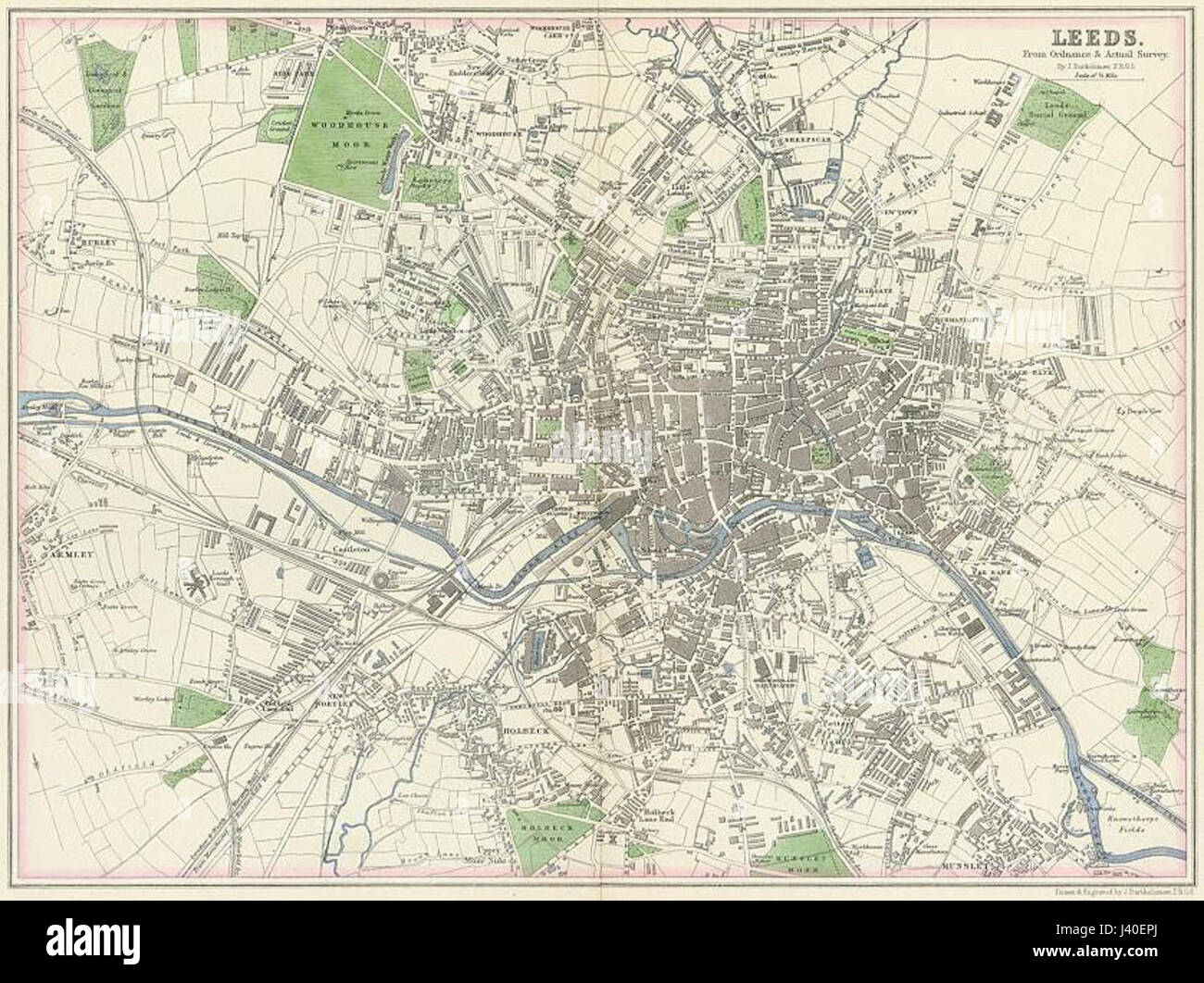 This map of Leeds, created in 1866 by J. Bartholemew, shows the urban ...