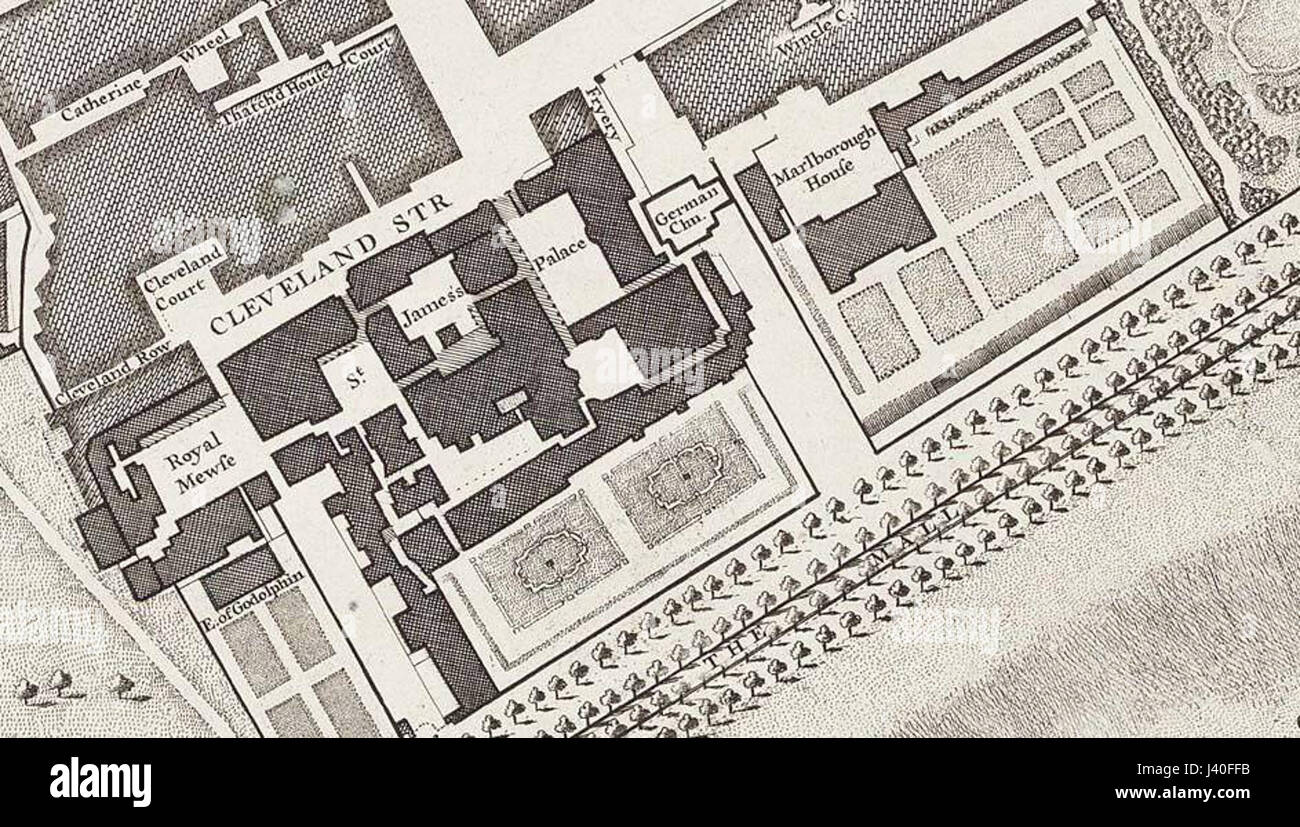 An edited map or print of Marlborough House, an iconic residence in ...