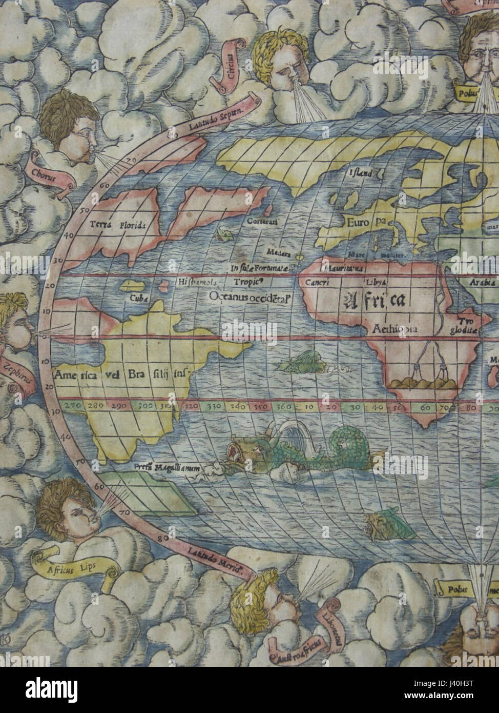 This 1553 world map, attributed to the German cartographer Sebastian ...