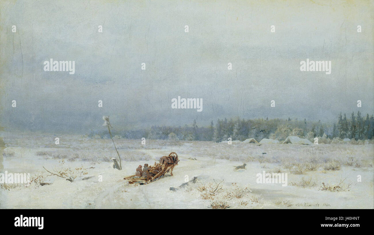 Winter road painting hi-res stock photography and images - Alamy