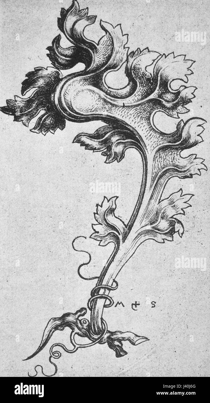Martin Schongauer's *Erstes Krabbenornament* (L 111) is a detailed ...