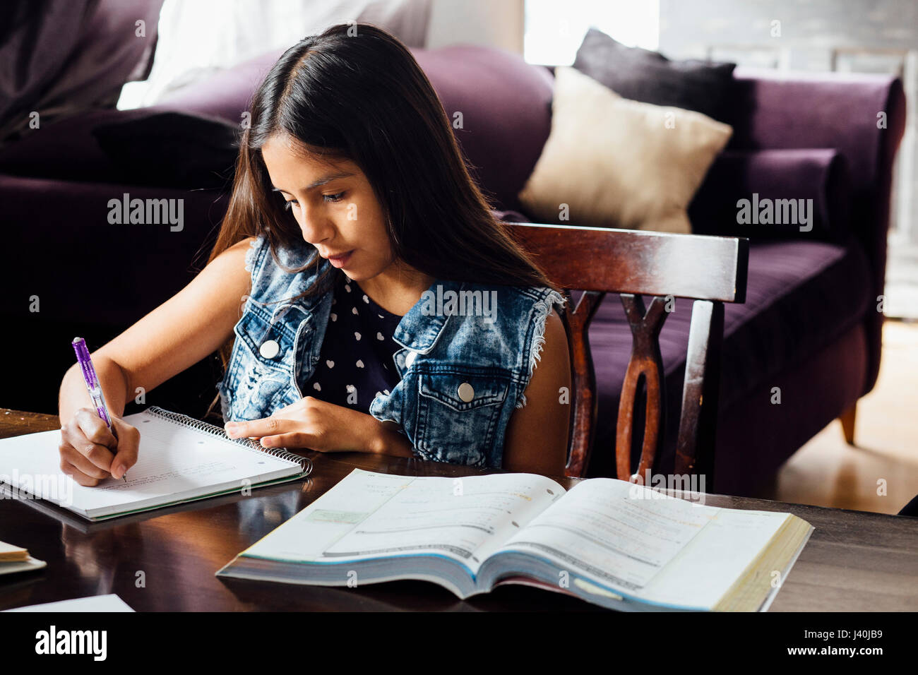 Girl doing homework Stock Photo - Alamy