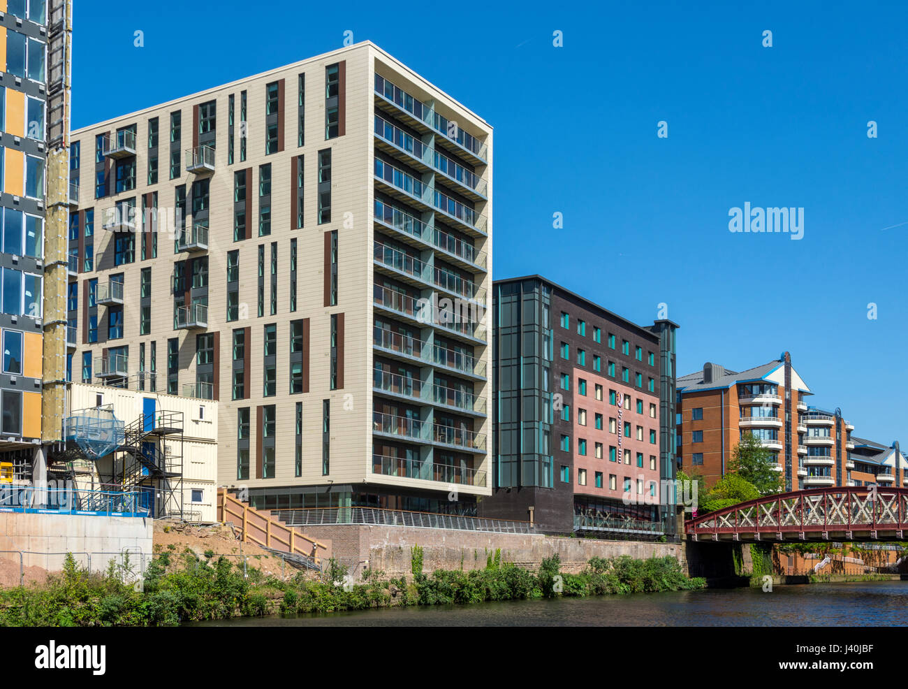 One of the Slate Yard apartment blocks and a Premier Inn hotel building ...