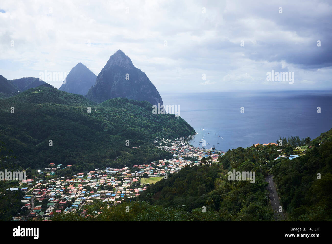 Pitons, Saint Lucia, Caribbean Stock Photo - Alamy
