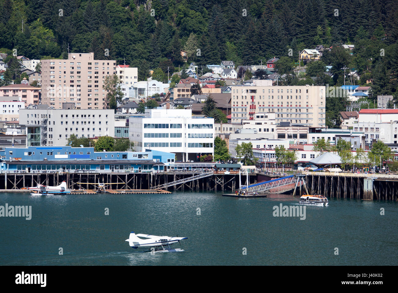 The water traffic in Juneau downtown, the capital of Alaska Stock Photo ...