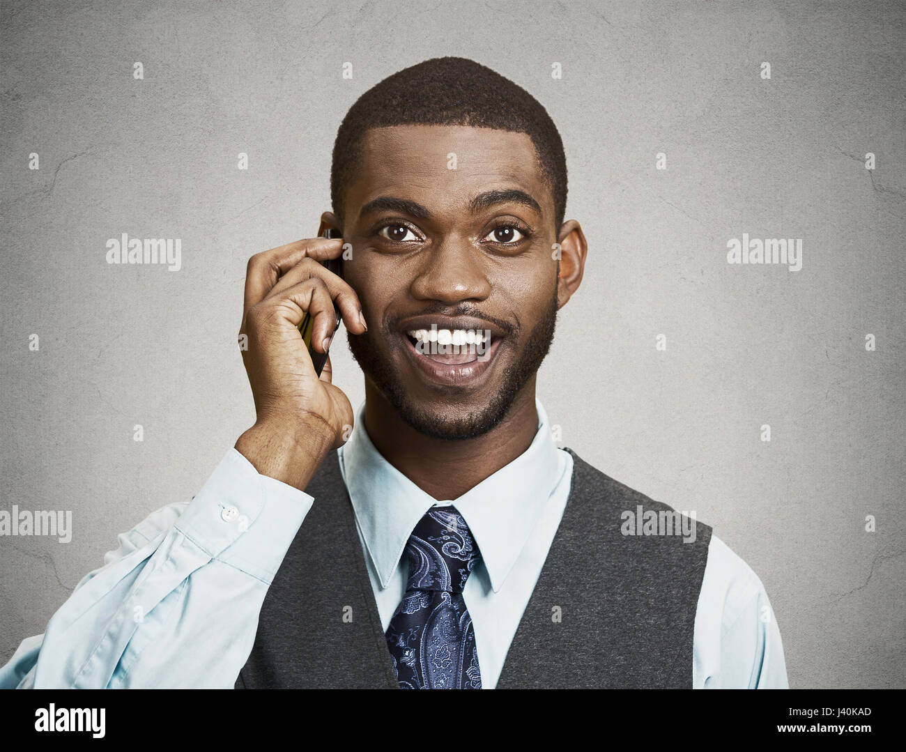 Portrait Happy Black Guy Talking Stock Photos & Portrait Happy Black ...