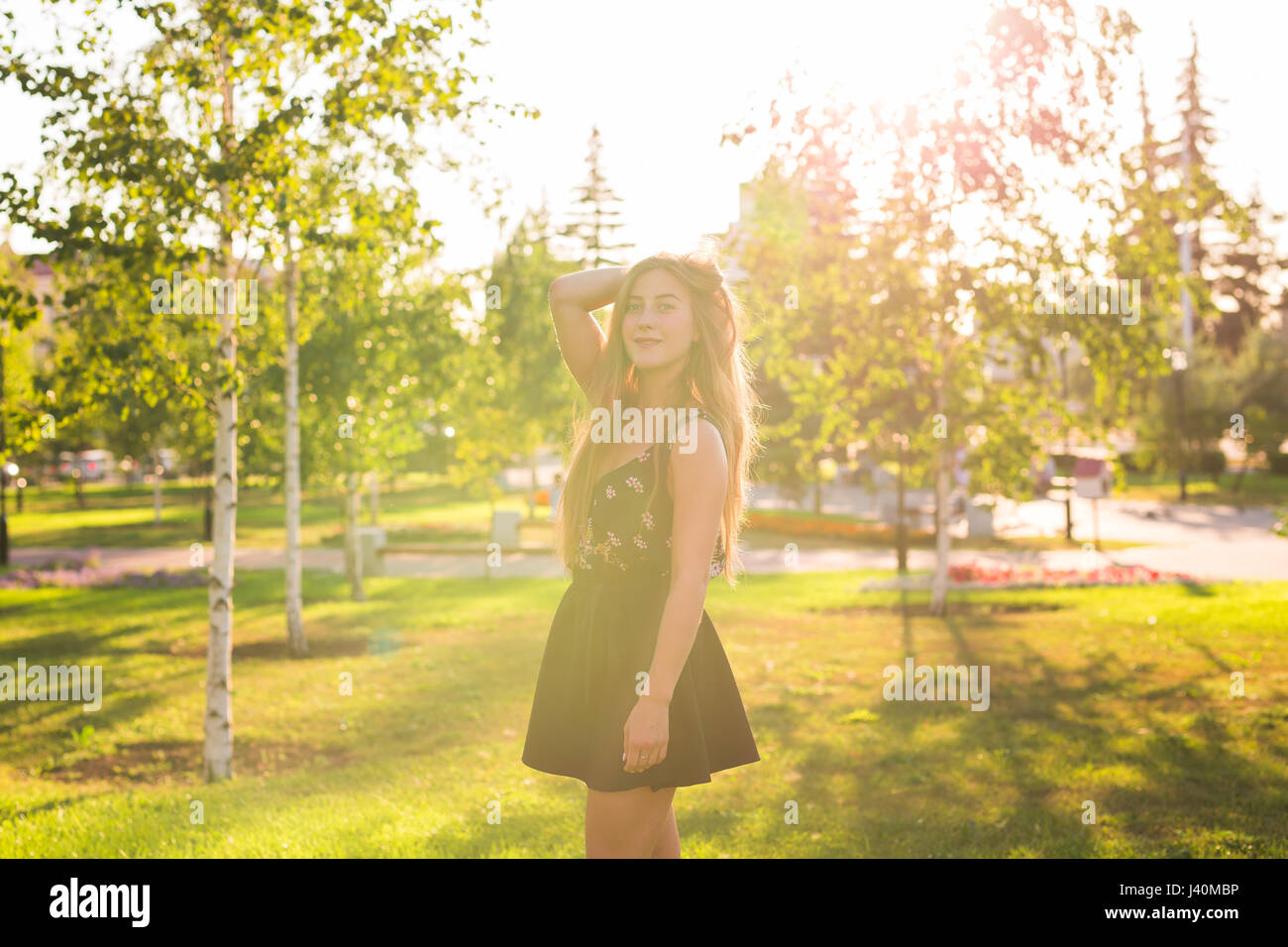 Beauty Sunshine Girl Portrait Pretty Happy Woman Enjoying Summer