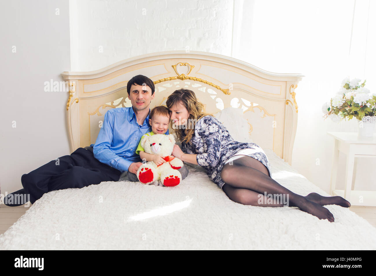 Family, parenthood and children concept - Portrait of happy mother ...