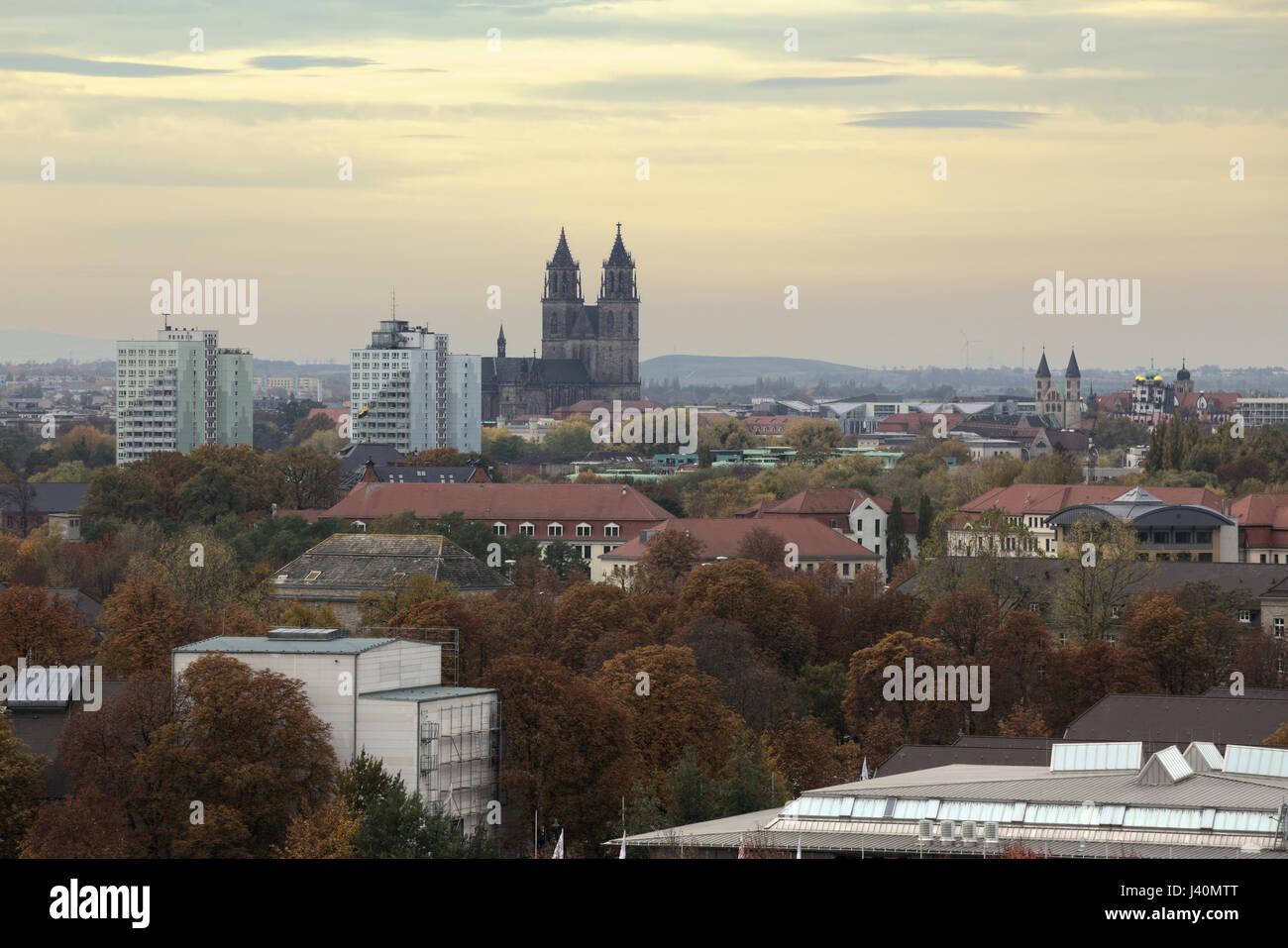 Overview of Magdeburg city, Saxony-Anhalt, Germany, in November Stock Photo - Alamy