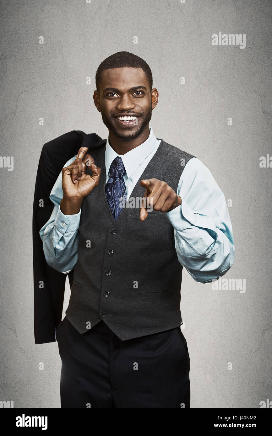 Confidence and charisma. Closeup portrait Cheerful young African man in ...