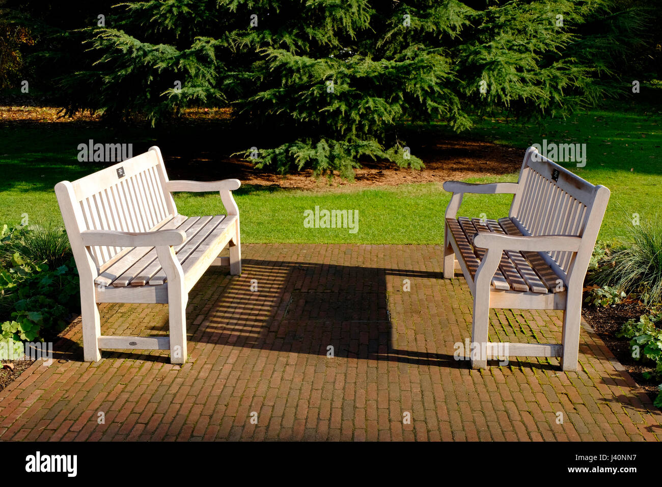 Europe, UK, England, London, Kew Gardens benches Stock Photo - Alamy
