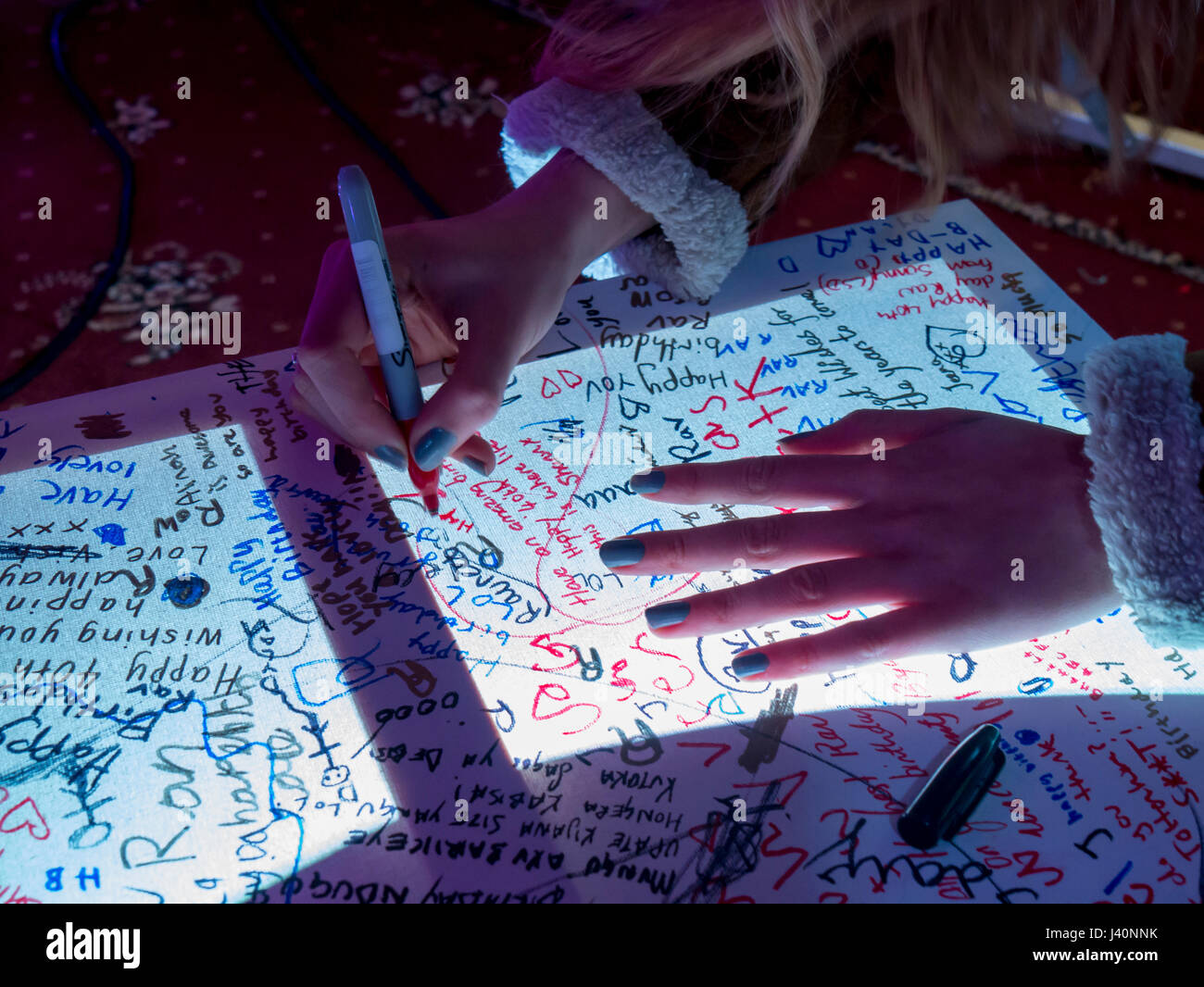 Birthday card mass signing Stock Photo - Alamy