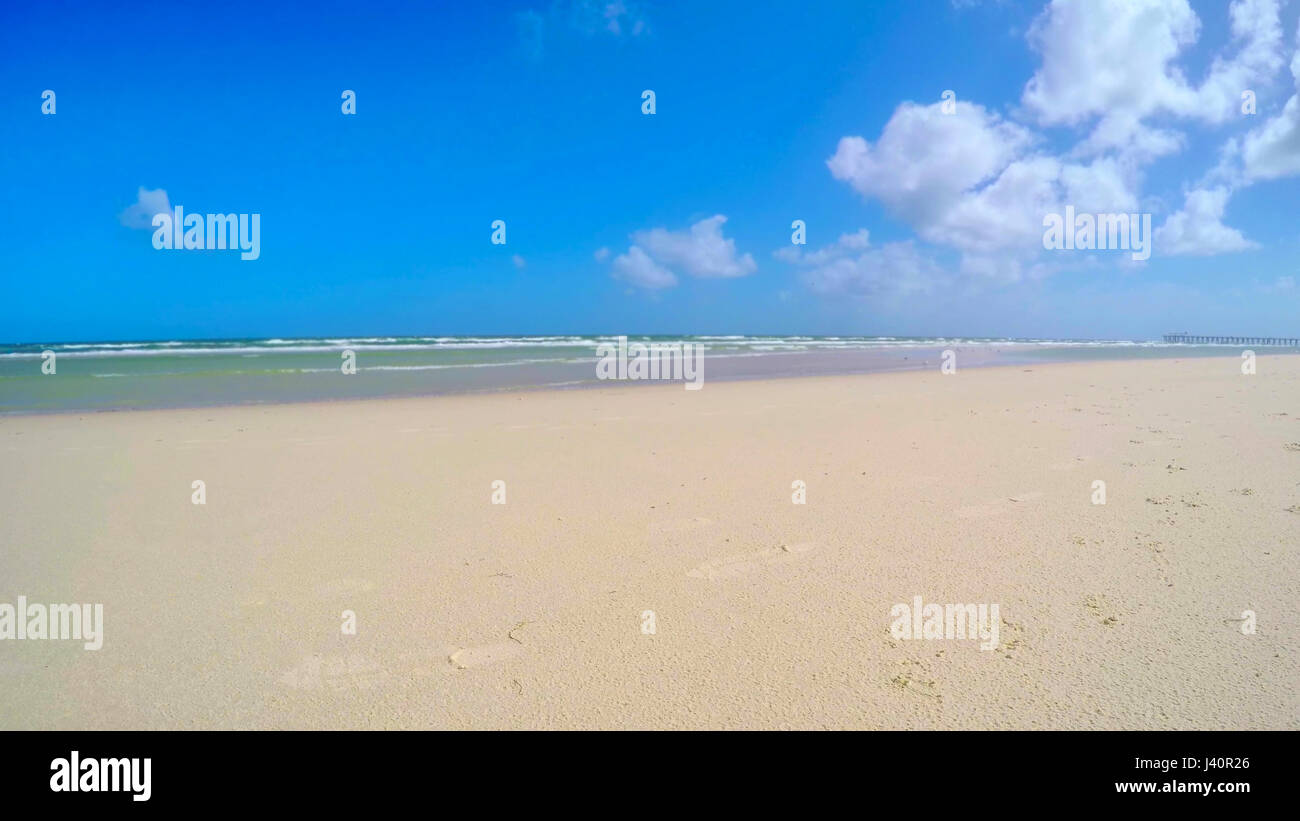 Beautiful beach scene background with wide golden sands, fisheye Stock ...