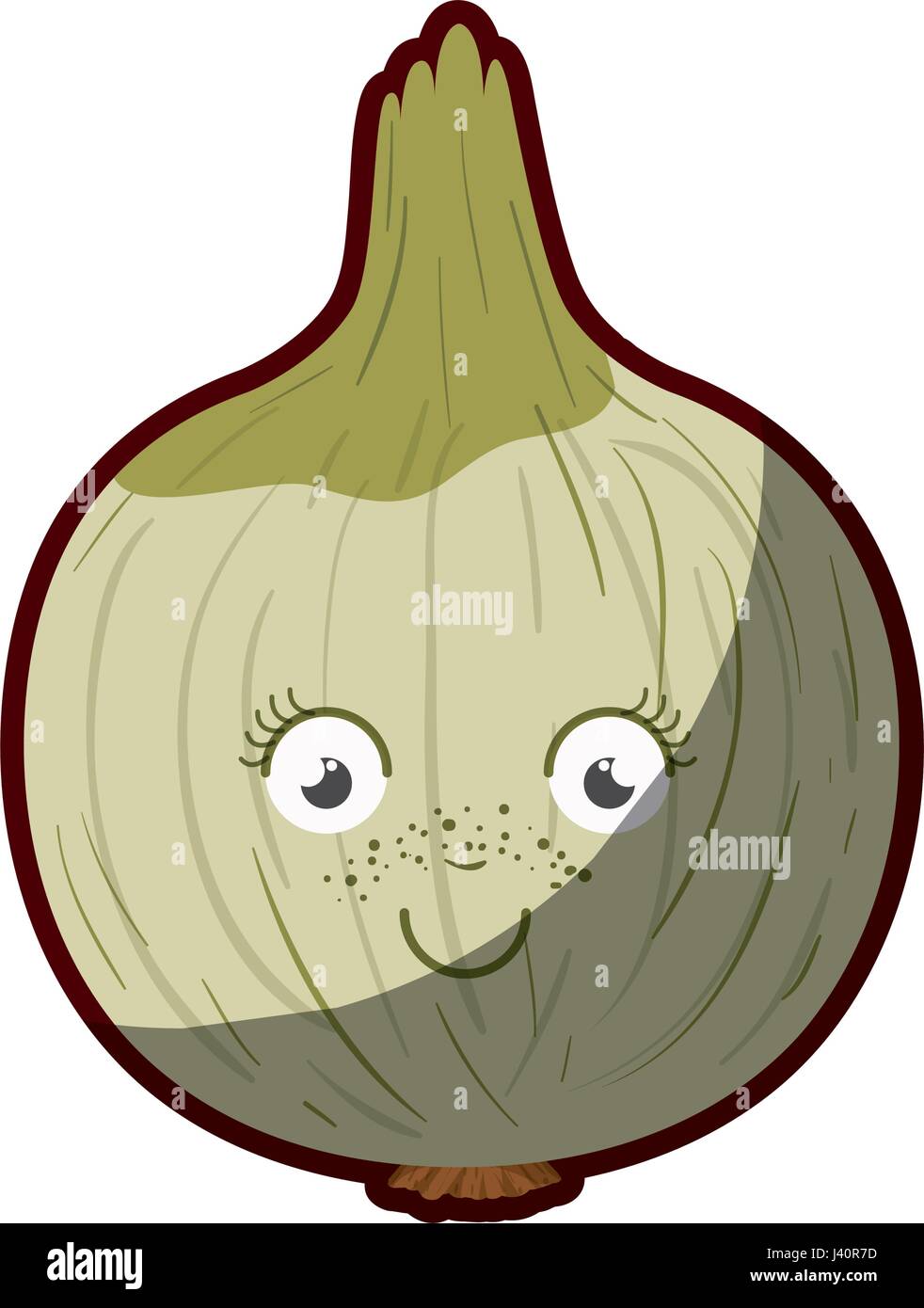 white background with onion caricature in closeup and half shadow Stock ...