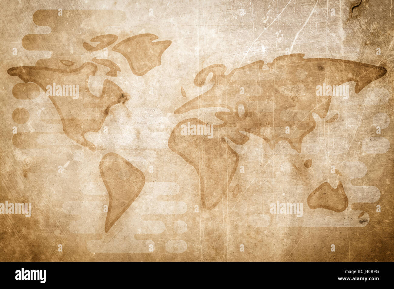 World map cartoon textured flat illustration Stock Photo - Alamy