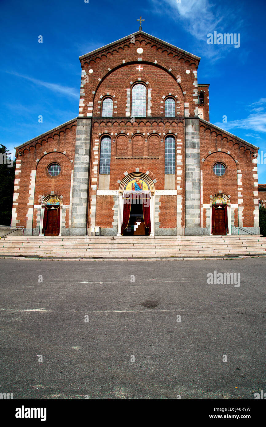 church in the legnano closed brick tower sidewalk italy lombardy old ...