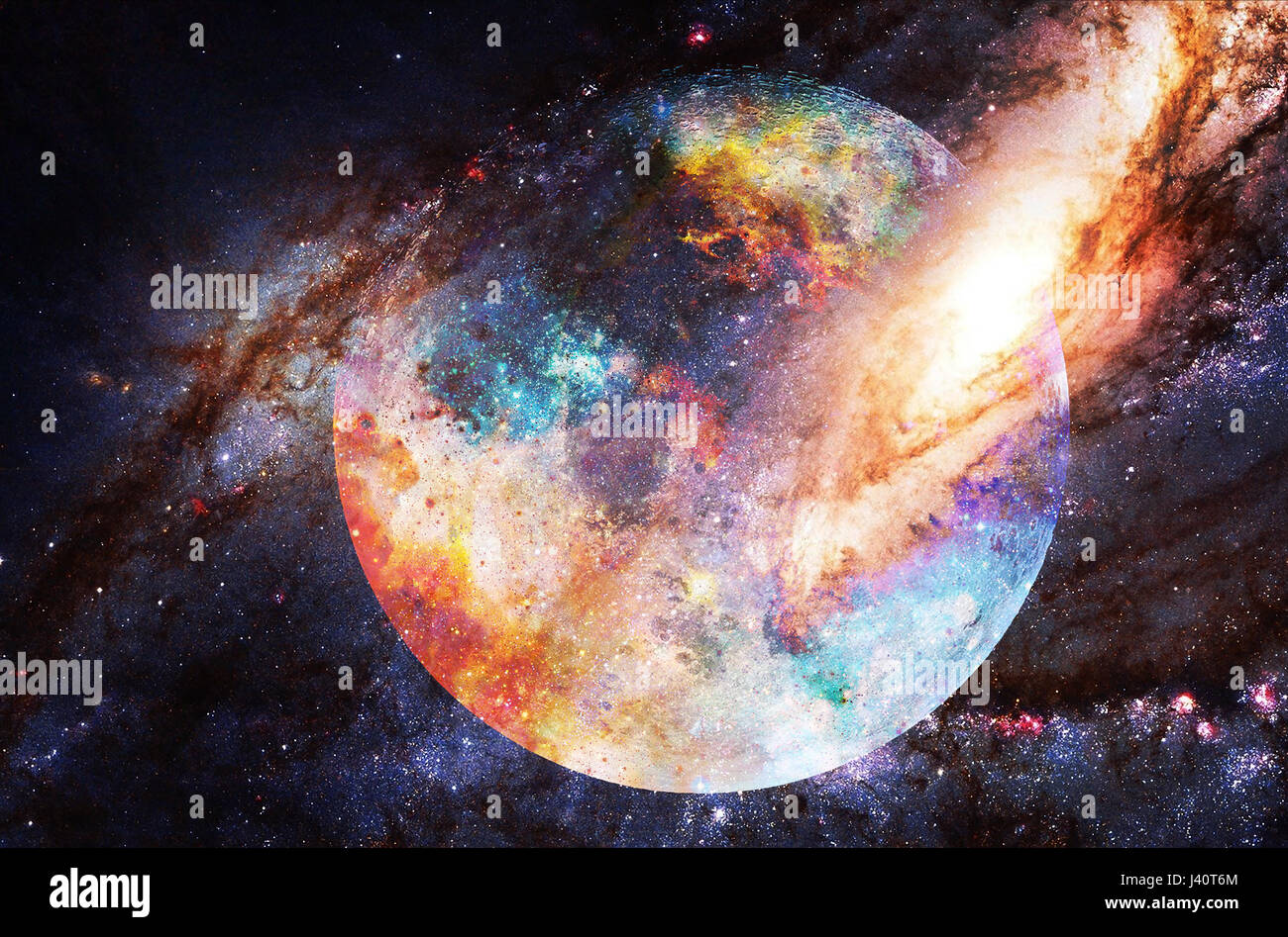 Cosmic space and moon. color cosmic abstract background Stock Photo - Alamy