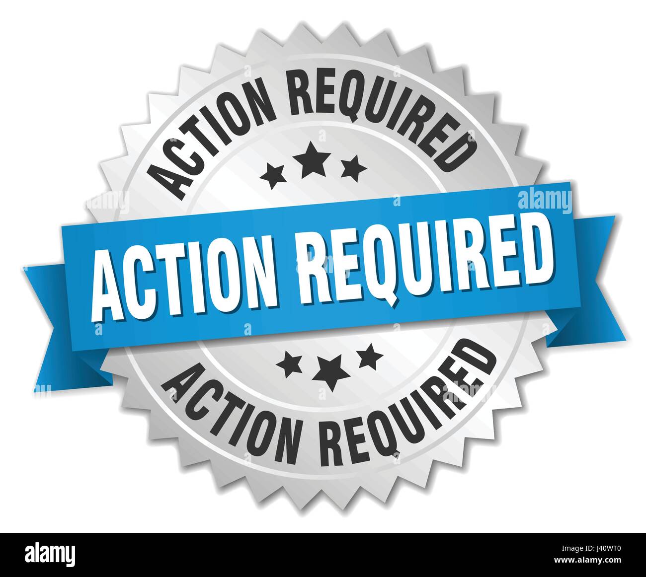 action required round isolated silver badge Stock Vector Image & Art ...