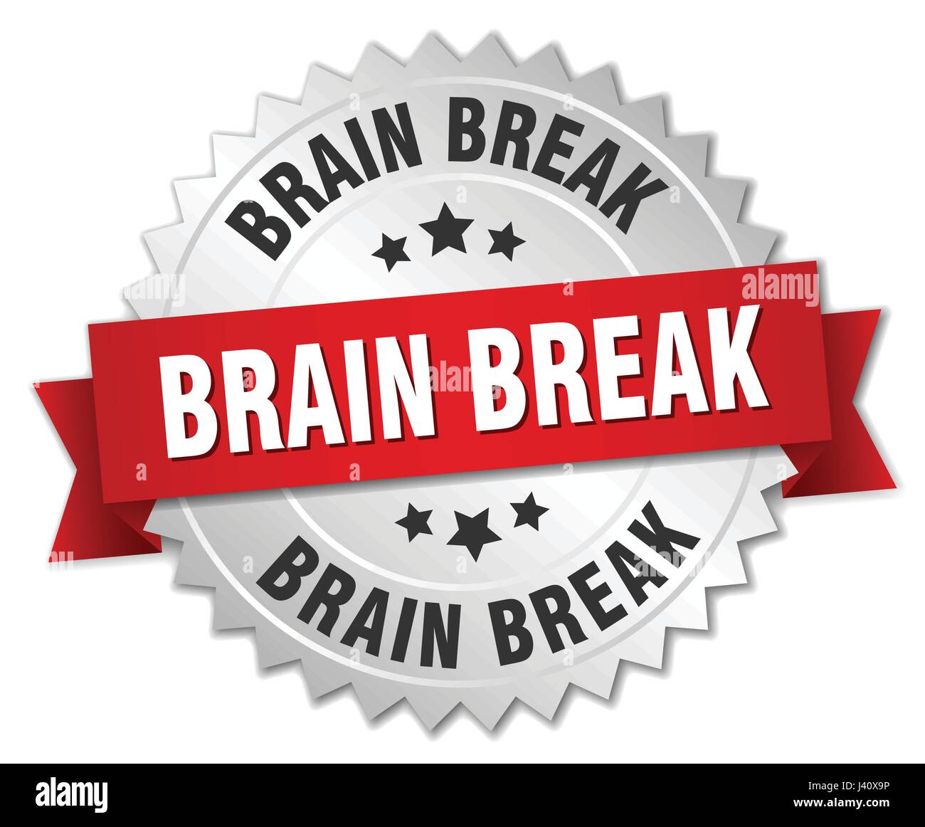brain break round isolated silver badge Stock Vector Image & Art - Alamy