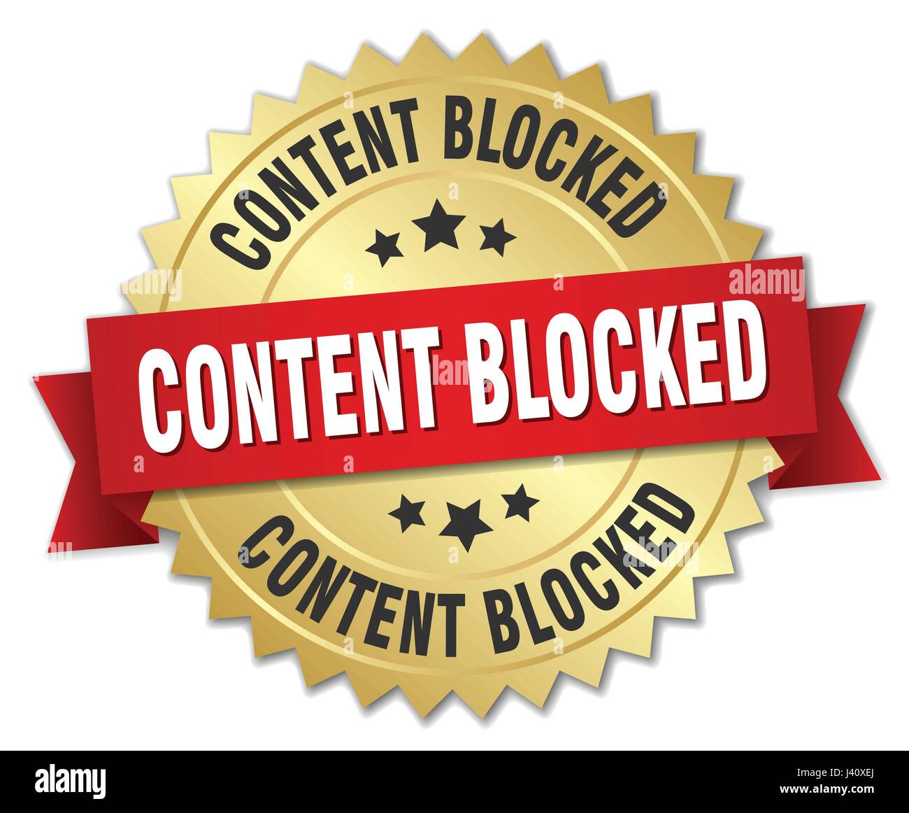content blocked round isolated gold badge Stock Vector Image & Art - Alamy