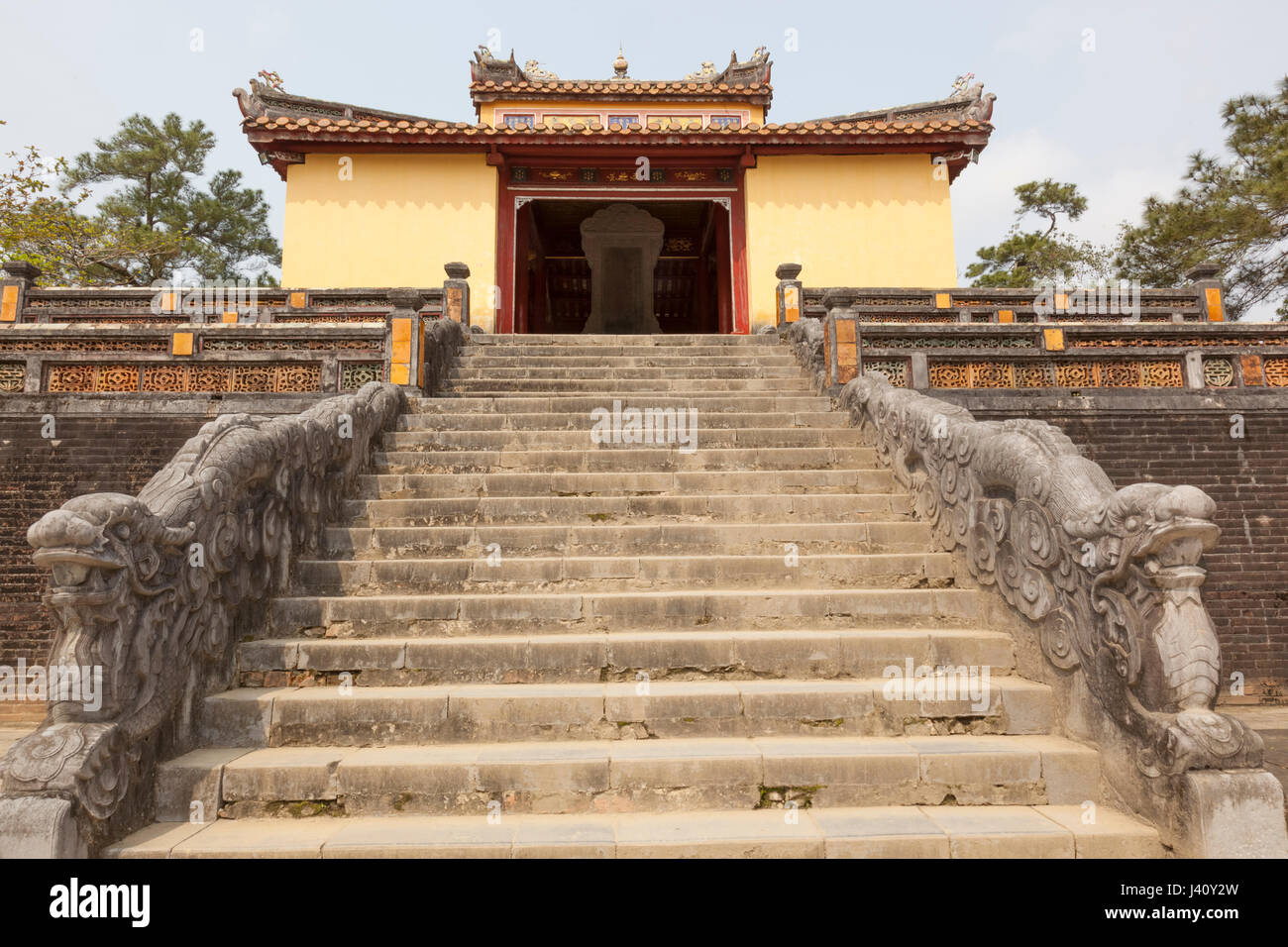 The Ming Mang Tomb complex of gates, buildings and statues near Hue ...