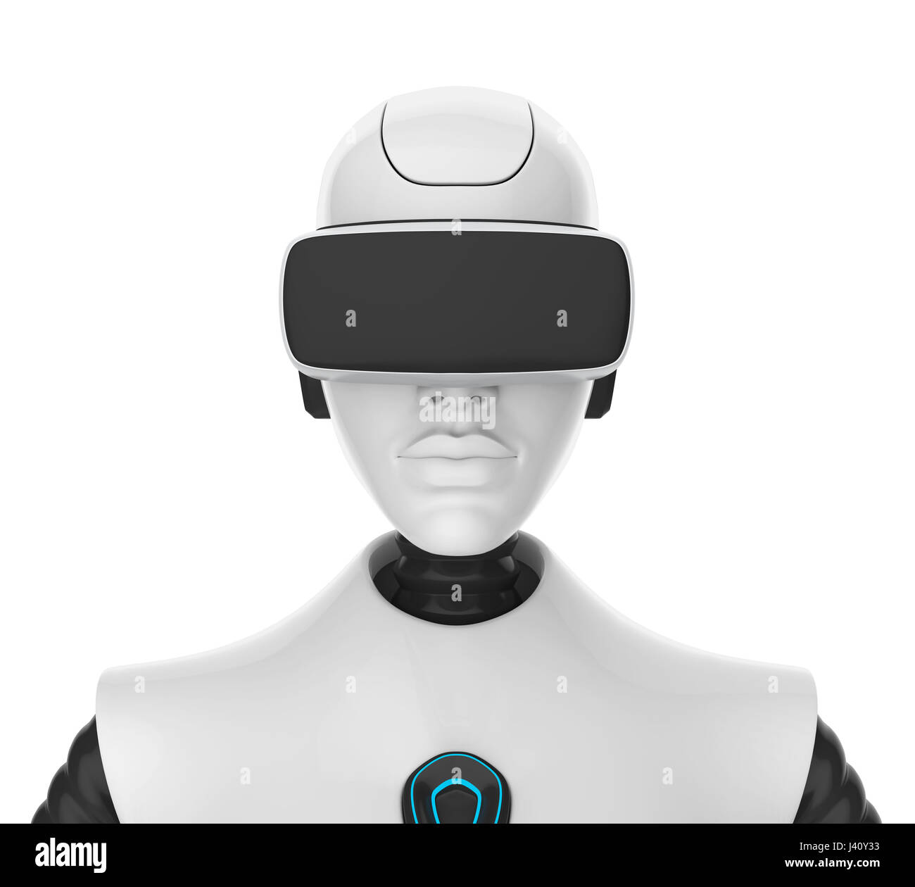 White Robot with Virtual Reality Headset Stock Photo - Alamy