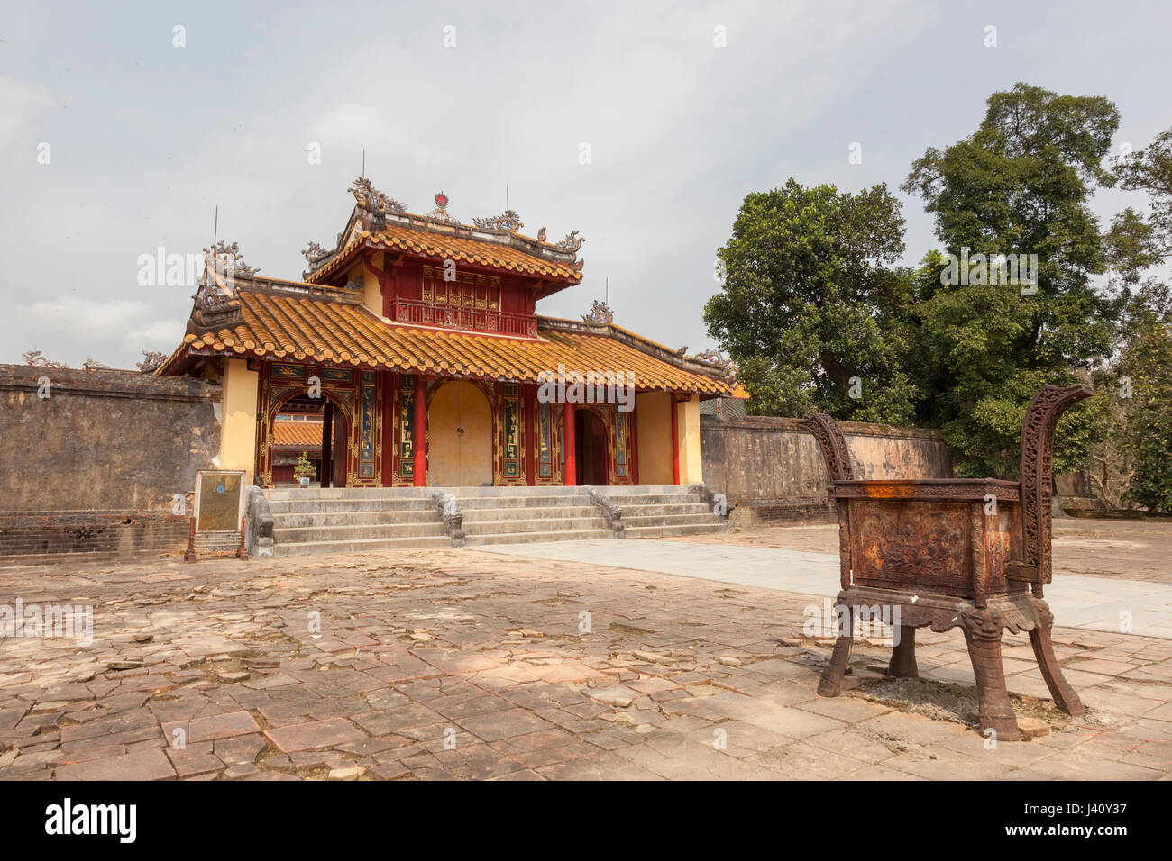 The Ming Mang Tomb complex of gates, buildings and statues near Hue ...