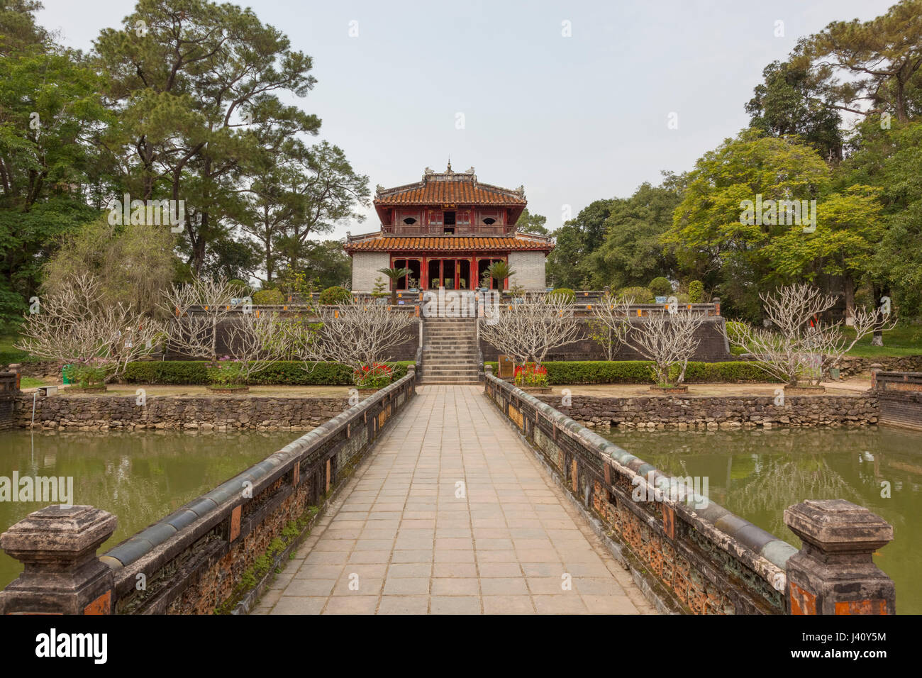 The Ming Mang Tomb complex of gates, buildings and statues near Hue ...