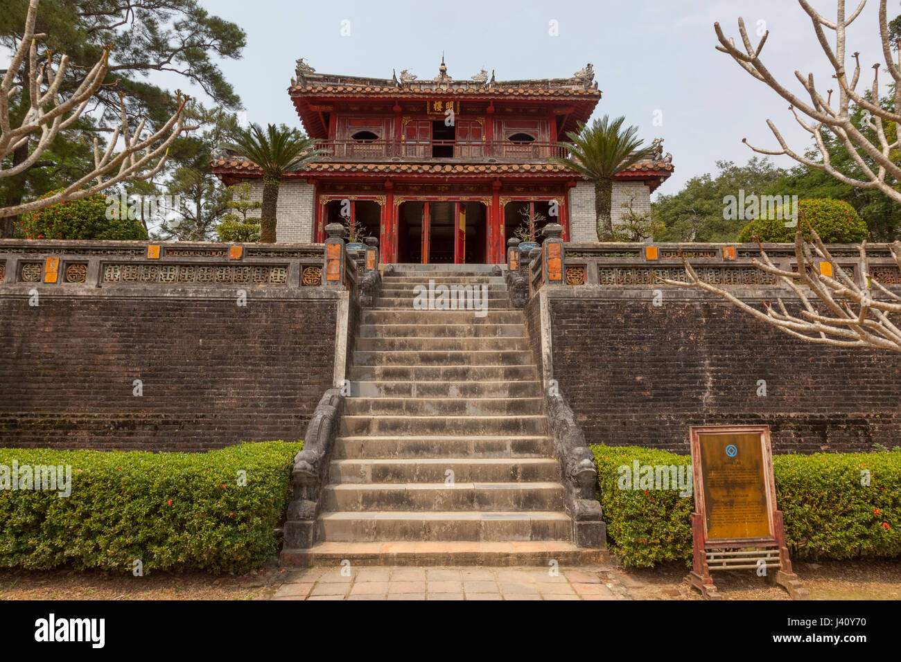 The Ming Mang Tomb complex of gates, buildings and statues near Hue ...